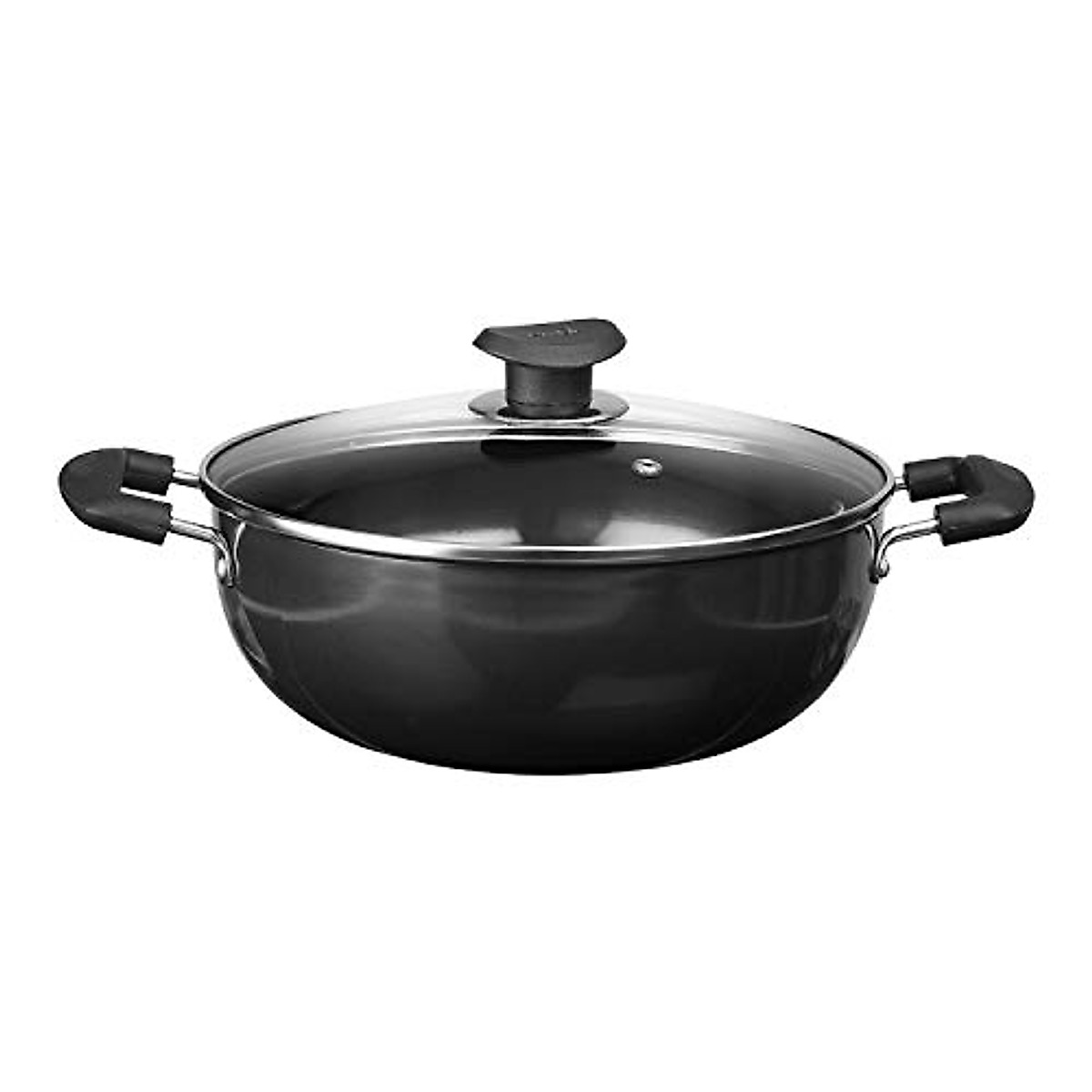 HADK-24 Black Pearl Hard Anodized Deep Kadai with Lid 3.1 liters, Aluminum