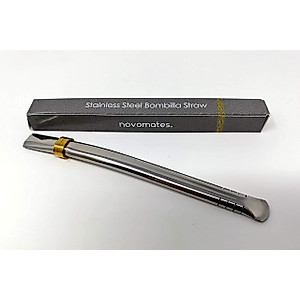 Novomates Easy Clean Yerba Mate Straw - Bombilla Mate for Mate Tea Drinking Filter Straw – Mate Straw Food-Grade Stanley Steel Mate Straw - 6.2" (15.8cm) Long (Mate Gourd not included)