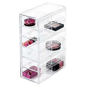 Richards Homewares Clearly Chic Slim Organizer, Large 6-Drawer, Clear