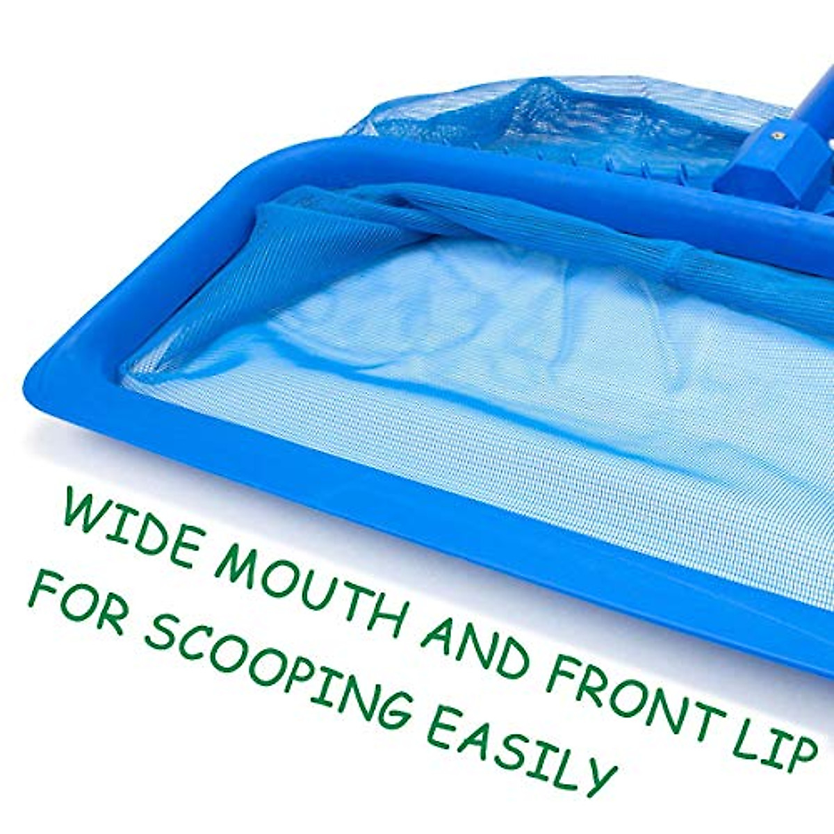 AnSun Upgraded Pool Skimmer Net, Heavy Duty Leaf Rake for Cleaning Swimming Pool & Pond, Fine Mesh Deep Bag Catcher with Strong Plastic Frame