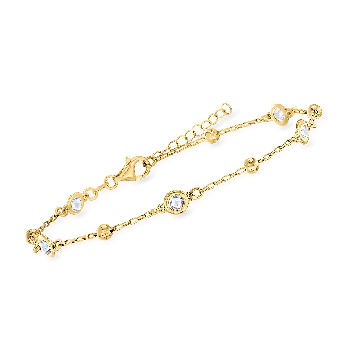 Ross-Simons Italian 1.15 ct. t.w. Bezel-Set CZ Station Anklet