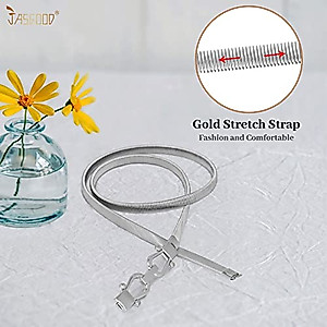 JASGOOD Skinny Metal Waist Belt for Dress Fashion Silver Waistband Elastic Metal Chain Belt, B-Silver, Fit Waist 35”-39”