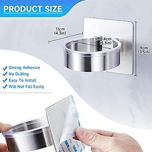 XILIMEN Hair Dryer Holder Wall Mounted, Bathroom Blow Dryer Holder, Stainless Steel Hair Blow Dryer Rack Organizer, Adhesive Hairdryer Holder for Bathroom Barber Shops, Hair Dryer Storage