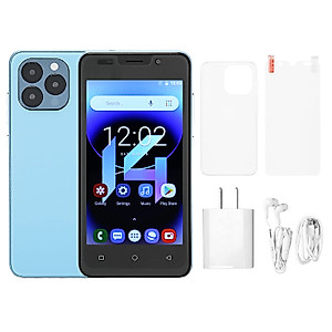 ANGGREK 14 Pro Max Smartphone 5.0 Inch 3G Network 4GB RAM 32GB for Android 10 Mobile Phone 100‑240V Blue (US Plug)