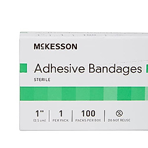 McKesson Adhesive Bandages, Sterile, Fabric Spot, 1 in, 100 Count, 1 Pack