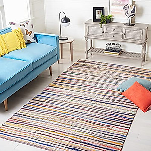 SAFAVIEH Rag Rug Collection Accent Rug - 2' x 3', Ivory & Multi, Handmade Boho Stripe Cotton, Ideal for High Traffic Areas in Entryway, Living Room, Bedroom (RAR240A)