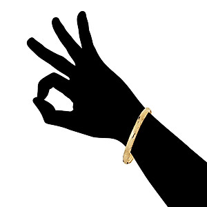 JewelStop 10K Yellow Gold 6mm Shiny Diamond Shape Laser Cut Pattern Bangle - 8 Inches, 4.9gr.