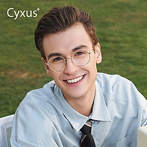 Cyxus Blue Light Glasses for Women Men Round UV Blocking Computer Glasses Clear Lens Metal Large Frame Eyewear Ultra Light Relieve Digital Screen Eye Strain, Headache