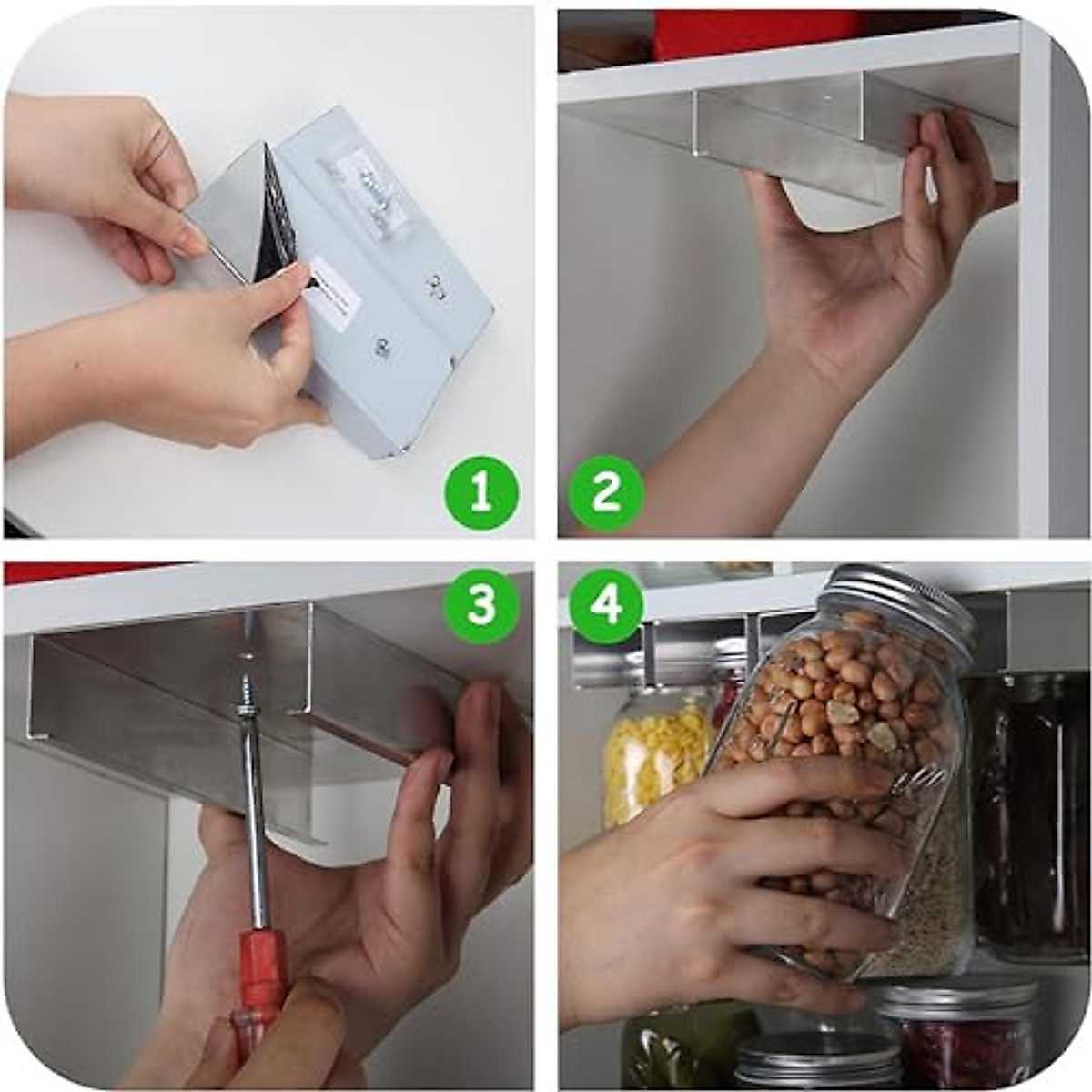 SYJHHWGS 2Pcs/Set Stylish Sealing Jar Rack Can Holder Stand for Hanging Kitchen Shelves and Under Cabinets Storage Solution