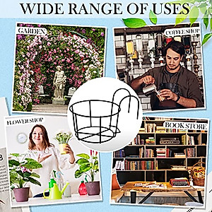 12 Pcs Hanging Railing Planters 6 Inch Flower Pot Holders Black Potted Stand Railing Planter Iron Rack Balcony Planter Basket Small Shelf Container for Indoor Outdoor Balcony Fence Garden Flower Pot