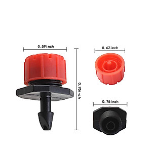 Drip Irrigation Kit Adjustable Drip Irrigation Dripper, Drip Irrigation Tee Rod Connector, Lawn and Herb Garden Irrigation Hose Fitting Sprinkler Irrigation System / 50 Pairs(Black+ Red)