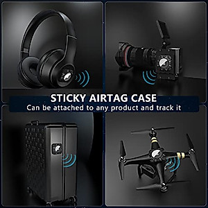 4 Pack Airtag Holder Case with 3M Adhesive Sticker, Compatible with Apple Airtag Air Tags Protection Stick Cover for Bike Car Laptop Wallet TV Remote Drone Camera Luggage Hidden (Black)
