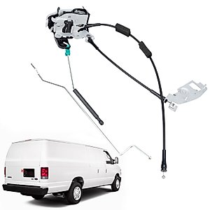 Rear Door Lock Latch Cable & Rod - Right Side - Fit for 1992-2019 Ford E150 E250 E350 Econoline Van, Back Cargo Door Latch Cables Kit Replaces# 8C2Z-15431A02-C AC2Z-15431A02-A 6C2Z-15431A02-AA