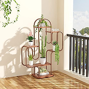 Tikea Cactus Plant Stand Indoor, Corner Plant Shelf for Indoor Plants Multiple, 6 Tiered Metal Plant Pot Stand, Home Decor for Balcony Living Room (Bronze)