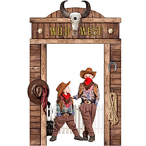 Chunnin West Cowboy Party Door Decoration Wild West Party Decoration Cowboy Door Banner Hanging Supplies Western Themed Saloon Banner for Western Rustic Bar Photo Booth Props Favor