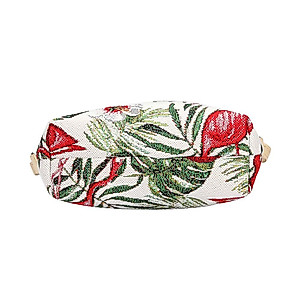 Signare Tapestry Small Crossbody Bag Sling Bag for Women with Pink and Green Flamingo Design (SLING-FLAM)