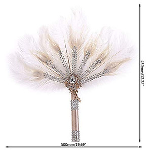 Feather Fan Bridal Bouquet Ostrich Marabou Handheld Crystal Flapper Accessories for Dance - CW