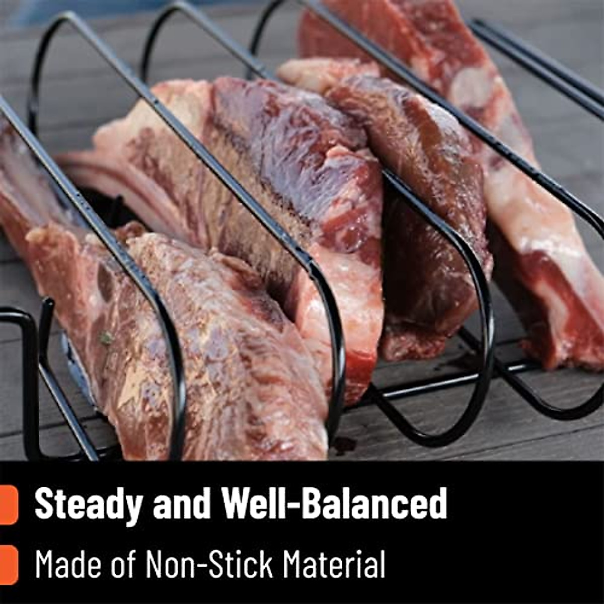 UNCO- Stainless Steel Rib Rack, Holds Up to 4 Full Racks of Ribs, Rib Rack for Smoking, Smoker Rack, Rib Racks for Grilling and Smoking, Nonstick Rib Rack, Bbq Rib Rack, Rib Rack Smoker, Rib Stand