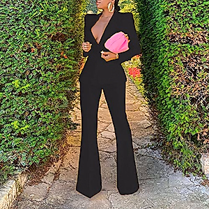 H-966 Black Spandex Blazer Sets for Women Winter Fall Work Office Blazer Elegant Straight Leg Plain Pants Blazer Outfits Sets Ladies 2023 Clothing Trendy K5 XL