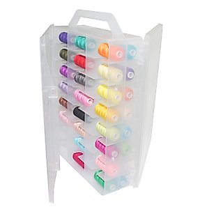 Yedadone 46 Grids Sewing Storage Box Double-sided Storage Organizer Portable Thread Box Storage Clear Plastic Organizer Box for Embroidery and Sewing Threads, Beads, Small Crafts and Toys