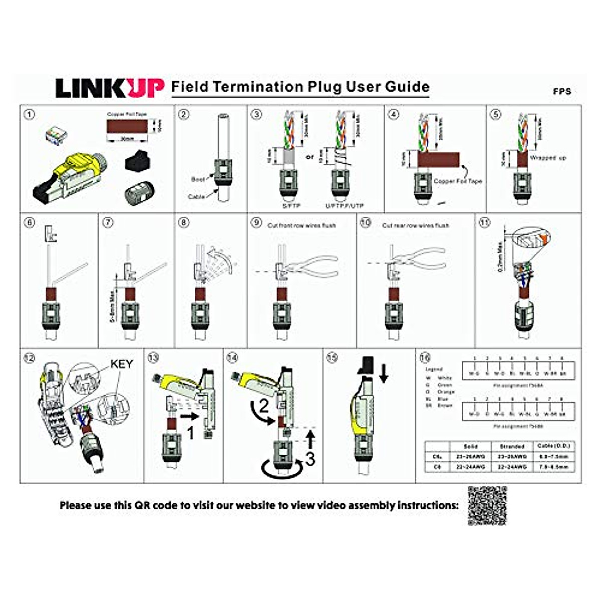 LINKUP - RJ45 Connectors Cat6A (12 Pack) Shielded Zinc-Alloy Housing Modular Termination Plug | 10G Easy Internet Tool Free Plugs | for Cat6A up to 22AWG Solid Bulk S/FTP Ethernet Cable [Black]