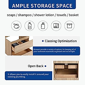 Kootlena Wall Mounted Bathroom Vanity with Sink Combo, Modern 24" Bathroom Vanity Set with Top Basin & 2 Storage Drawers, Floating Bath Storage Cabinet w/Gel Sink