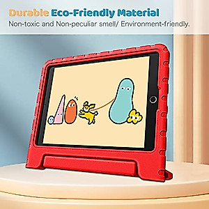 Fintie Kids Case for iPad 9th / 8th / 7th Generation (2021/2020 / 2019) 10.2 Inch - Shockproof Light Weight Handle Stand Case, Also Fit iPad Air 3 10.5" (2019) / Pro 10.5" (2017), Red