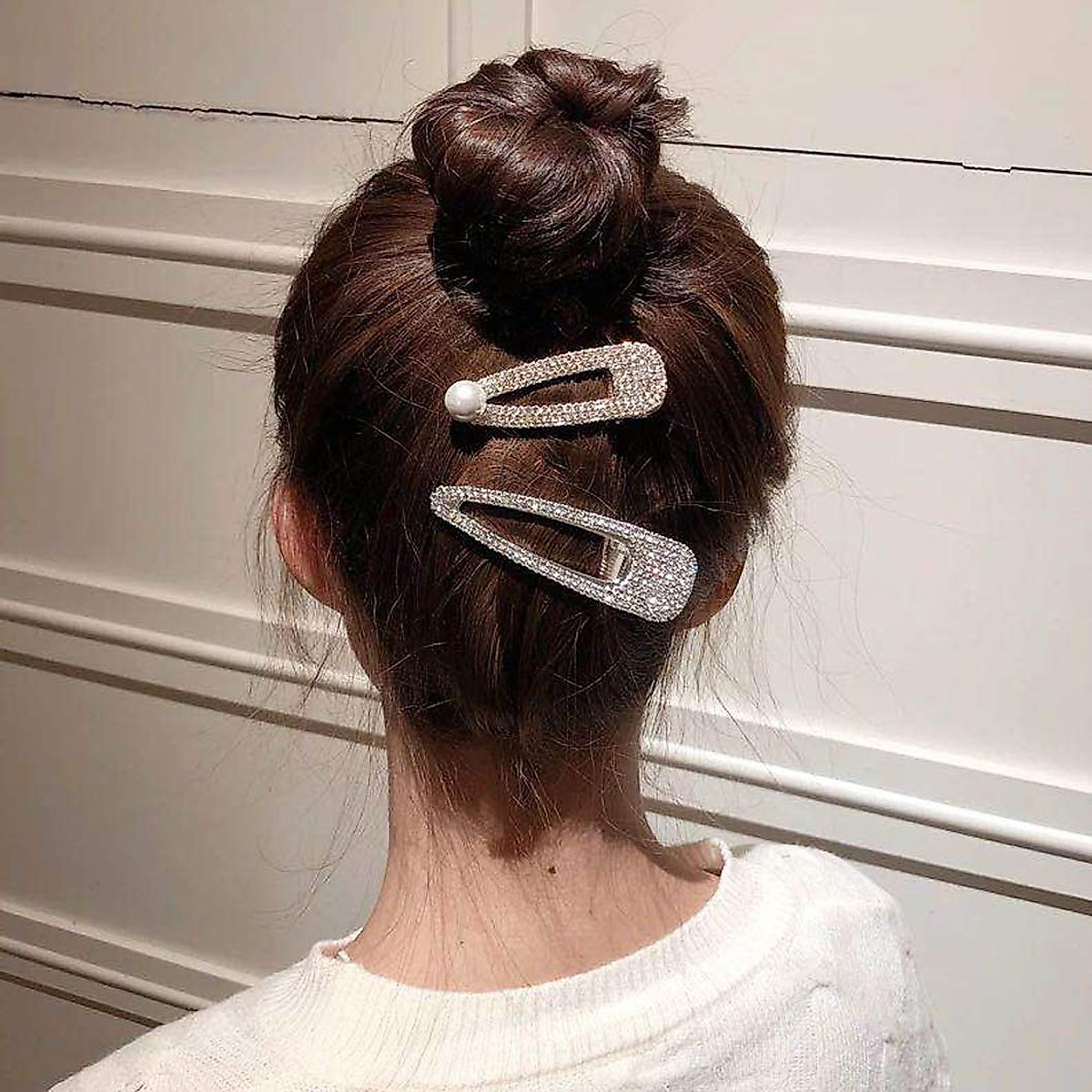 8 Pack Shining Rhinestone Alligator Hair Clips Bling AB Crystal Duck Bill Hair Barrettes Sparkly Geometric Hair Pins Hair Accessories for Women