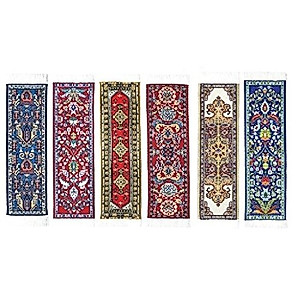 Oriental Carpet Woven Fabric Bookmark - 6 Bookmark Design Collection - Beautiful, Elegant, Cloth Bookmarks! Best Gifts & Stocking Stuffers for Men,Women,Teachers & Librarians!