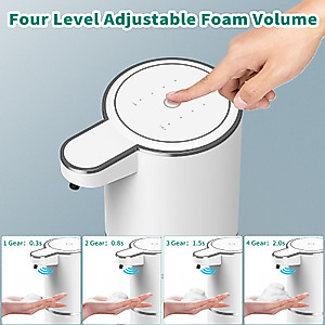 HOMELYLIFE Automatic Foam Soap Dispenser,12.85oz Touchless Soap Dispenser with Smart Display,4 Levels Adjustable Liquid Hand Free Soap Dispenser,Dish Soap Dispenser for Kitchen,Bathroom,Public Places