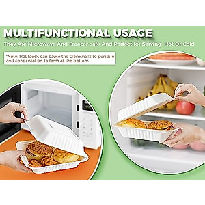 AUEAR, 8 Inch [50 Pack], Compostable Clamshell Take Out Food Containers, To Go Boxes for Food, Natural Disposable Clamshell Food Container, Eco-Friendly, Heavy - Duty To-Go Containers