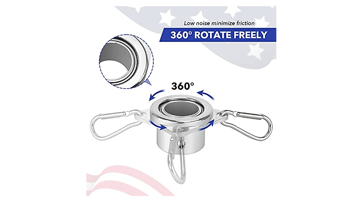 FLAG WIN Aluminum Flagpole Rings - Tangle Free & Durable