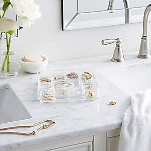 Amazon Basics Acrylic 13-Compartment Durable Makeup Jewelry Accessories Storage Organizer Tray