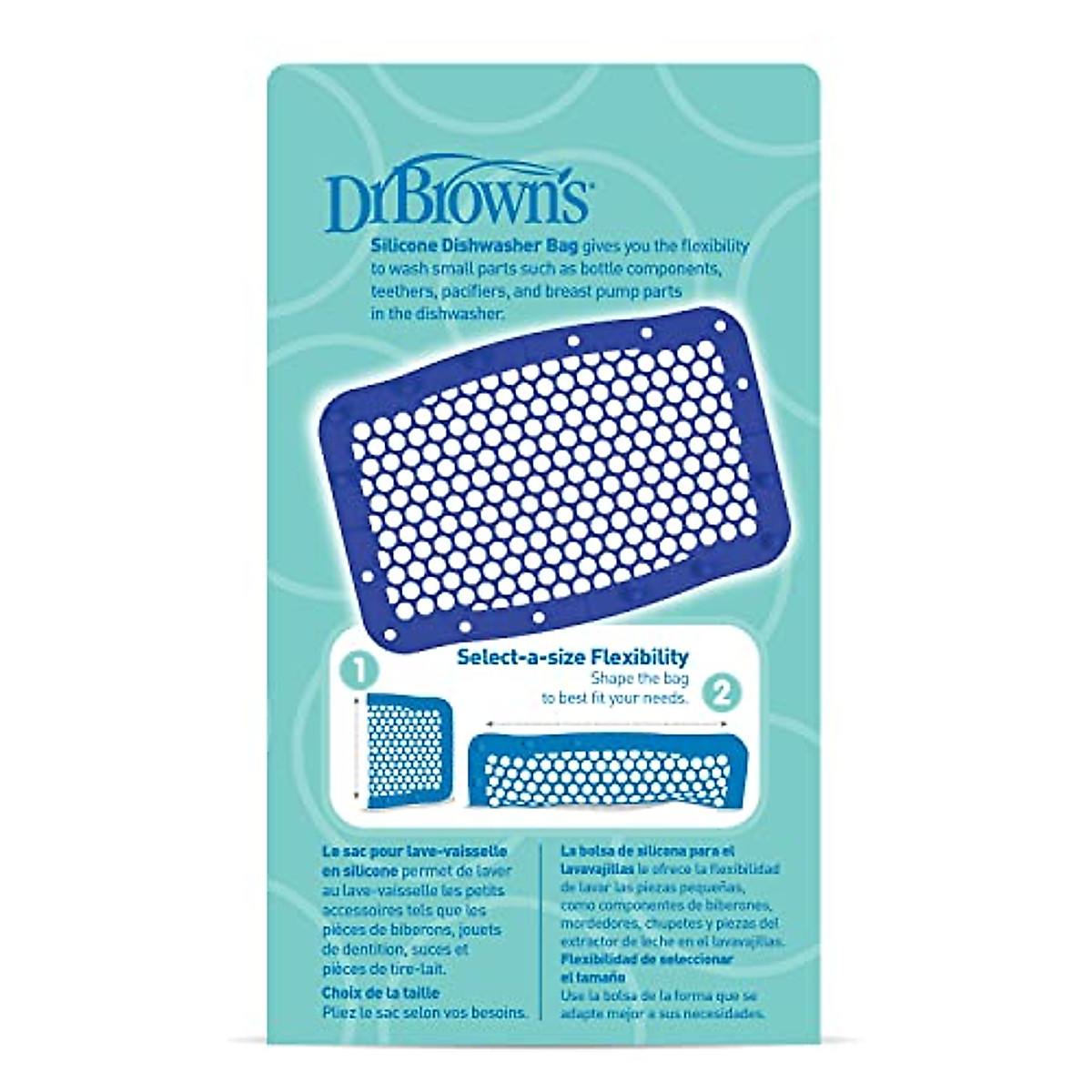 Dr. Brown’s 100 % Silicone Baby Bottle Dishwasher Bag with Adjustable Sizing for Small Parts, Bottle Nipples, Breast Pump Accessories and Pacifiers