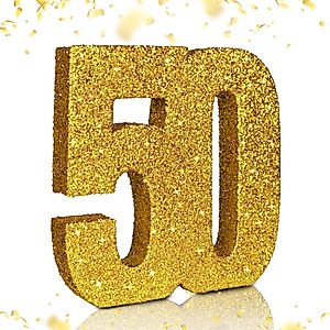 Eploger 50th Birthday Decorations for Men and Women,50th Anniversary Decorations,Gold Glitter 50th Birthday Centerpieces for Table Decorations,50th Table Topper Decor