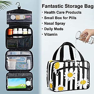 Naanle Medicine Storage Bag Stripe Daisy Floral Empty Large Family First Aid Box Pill Bottle Organizer for Home Office Car Outdoor Travel Camping Emergency Medical Supplies