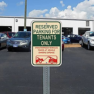 2 Pack Reserved Parking Sign Tenants Only Sign 18 x 12 Inches Reserved Parking For Tenants Unauthorized Vehicles Towed Signs Metal Reflective Sturdy Rust Aluminum Weatherproof Durable Easy Mounting