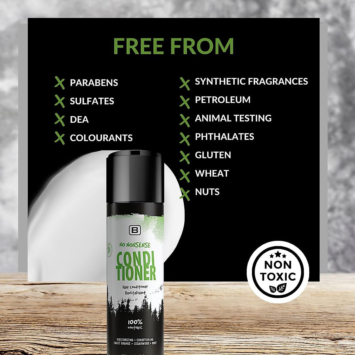 NO NONSENSE Conditioner 2-Pack (2x 8 Fl Oz) - EWG VERIFIED ™ - Organic - All Natural | Cruelty Free | Vegan. Free of harsh ingredients such as parabens and sulfates.