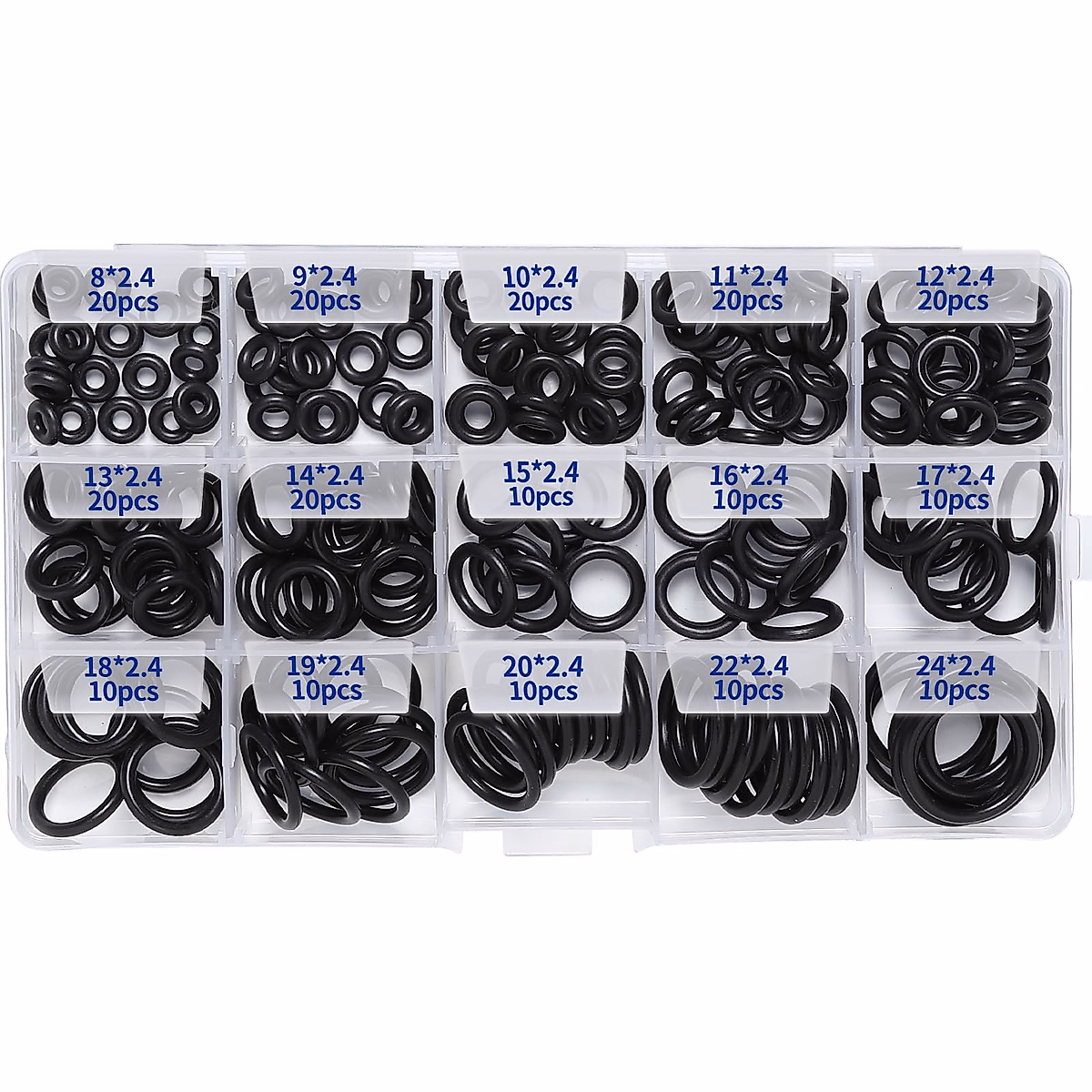 Gelisen 220Pcs Nitrile Rubber O-Rings Kit Thickness 2.4mm 15 Size Universal NBR Metric Washer Gasket Assortment Set for Automotive Faucet Pressure Plumbing Sealing Repair,Air or Gas Connections