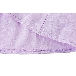 GSVIBK Baby Girls Linen Cotton Dress Halter Flutter Sleeve Casual Dress Toddler Girl Ruffle Sleeve Dress 686 Lavender 90