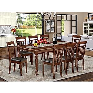 East West Furniture DOCA9-MAH-LC Dining Room Table Set, 9, Mahogany