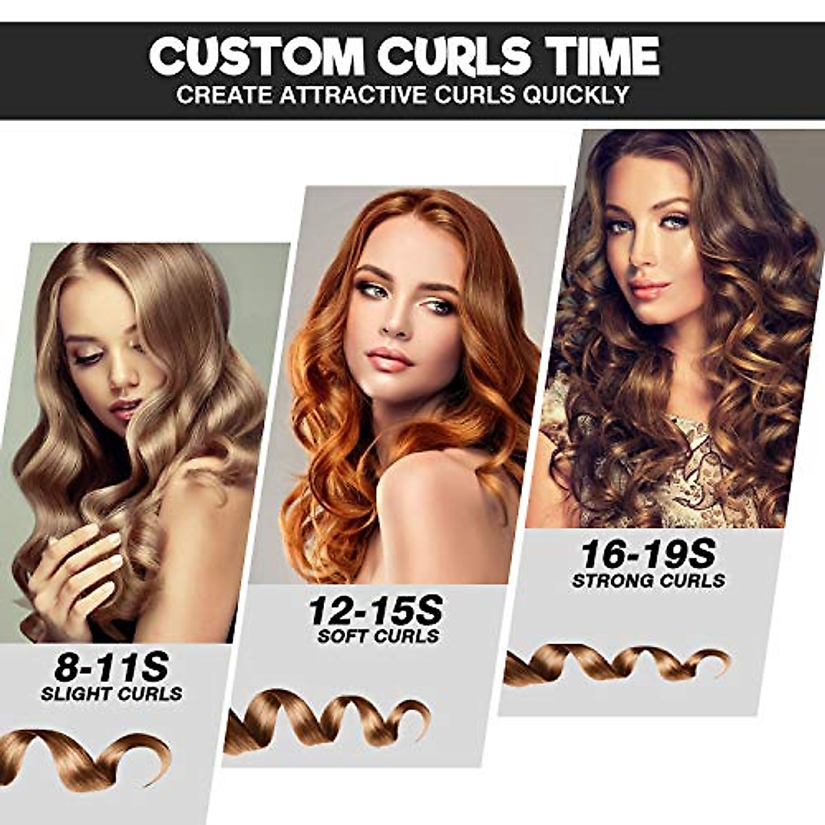 MIUOPUR Automatic Hair Curling Iron with Ceramic Ionic Barrel, Smart Anti-Stuck, Auto Rotating Hair Curling Wand with Temperature Display and Timer, Professional Hair Curler Styling Tool.