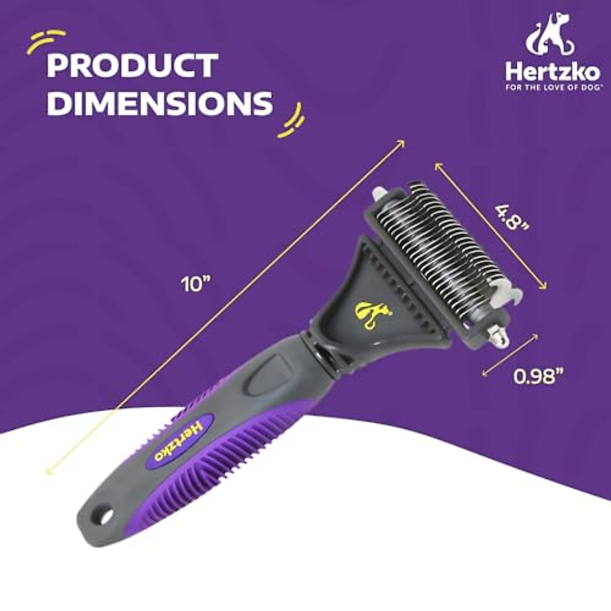 Hertzko Cat Dematting Tool Double Sided Dog and Cat Dematting Comb - for All Pets - Effortlessly Removes Tangles, Mats, and Loose Fur - Safe, Easy Grooming for Cats and Dogs