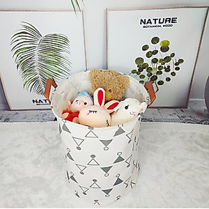 BOOHIT Triangle Kids Tall Fabric Toy Storage Laundry Basket Room Decor Fabric Baby Nursery Cute Hamper Large Collapsible Storage Bin Birthday Halloween Christmas Gift(Grey White Circular Triangle)