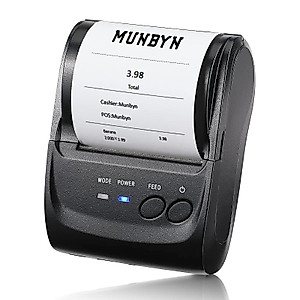 MUNBYN POS Receipt Printer, 58mm Receipt Printer, 2.28inch Wireless Portable Mobile Mini Bluetooth Thermal Printer, Compatible with Android Windows for Small Business, Not-Square, NOT-iOS