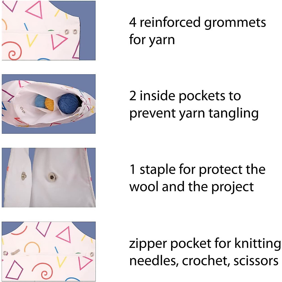 Knitting Tote Bag Lightweight Travel Knitting Yarn Storage Bag Organizer Empty Portable Knit Wrist Bag for Holding Yarn, Crochet Hooks, Crochet Needles, Knitting and Crochet Supplies