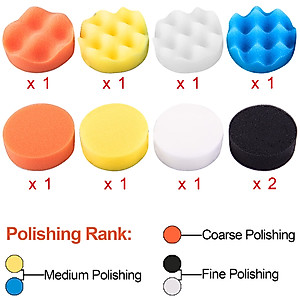 SIQUK 16 Pieces 7 Inch Buffing Pads Foam Polishing Pad Kit Polisher Pads Bonnets Wax Buffer Polish Pads Car Buffer Attachment for Drill