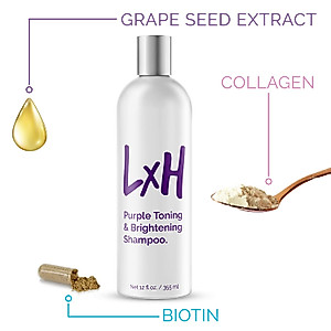 LxH Purple Shampoo for Blonde Hair, Bleached, Silver & Platinum | Color Depositing Hair Toning Shampoo | Eliminates Brassy, Yellow Tones | For Color Treated Hair | Alcohol Free & Paraben Free 12 oz