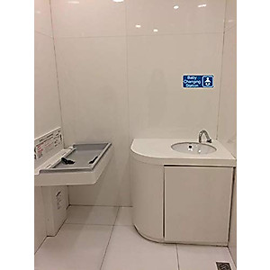 New Baby Changing Station Sign, 8 x 3 in with English and Symbol, Blue for Men, Women, Unisex