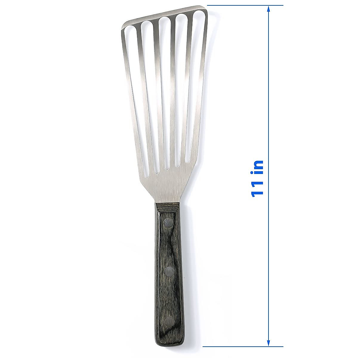 Fish Spatula - Stainless Steel Slotted Offset Food Turner with Pakka Wood Handle - Ideal Fish Flipper for Chefs